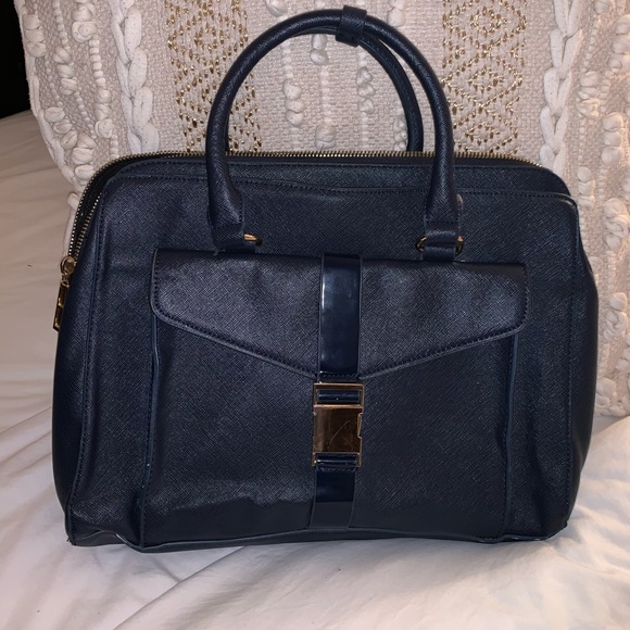 Bags | Chic Briefcase Zara Navy Blue | Poshmark